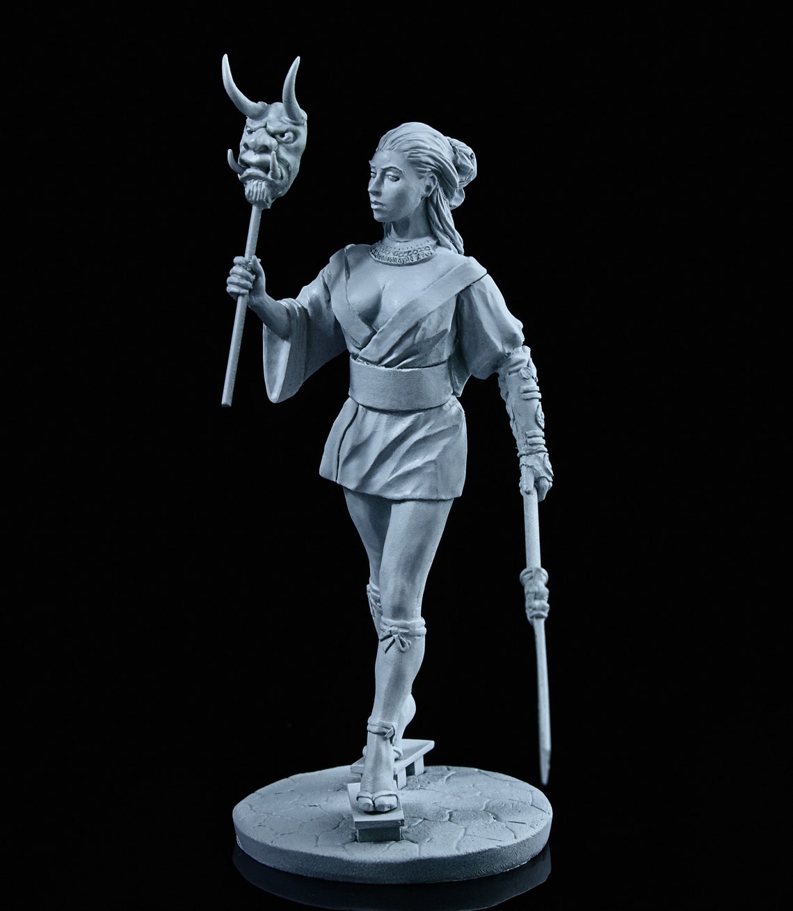 Oni-girl, 75mm Resin Kit Model , 1/24 Scale Fantasy Sculpture Miniature ...