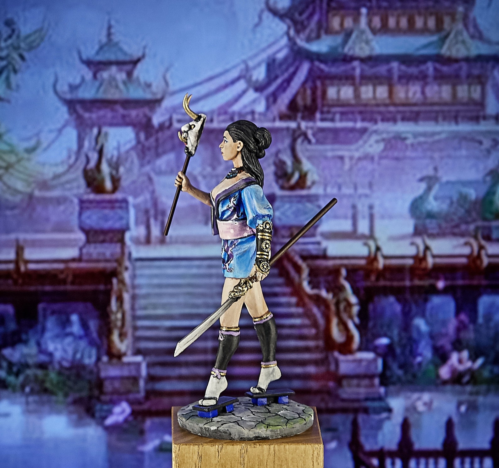 Oni-girl, 75mm Resin Kit Model , 1/24 Scale Fantasy Sculpture Miniature ...