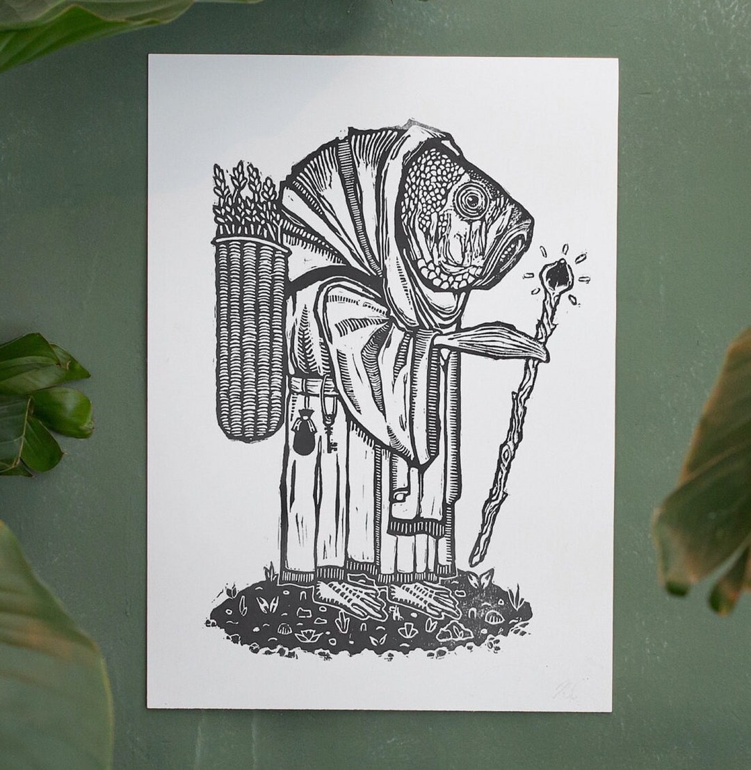 Fish Farmer / Fishmonger / Fish Mage 9"x12" Dorm Room Art Print, Home ...