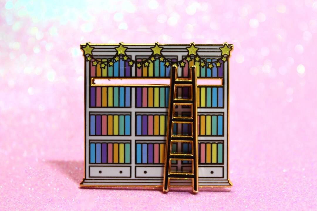 Rainbow Bookshelf Sliding Enamel Pin | Book Lover | Bibliophile - Etsy