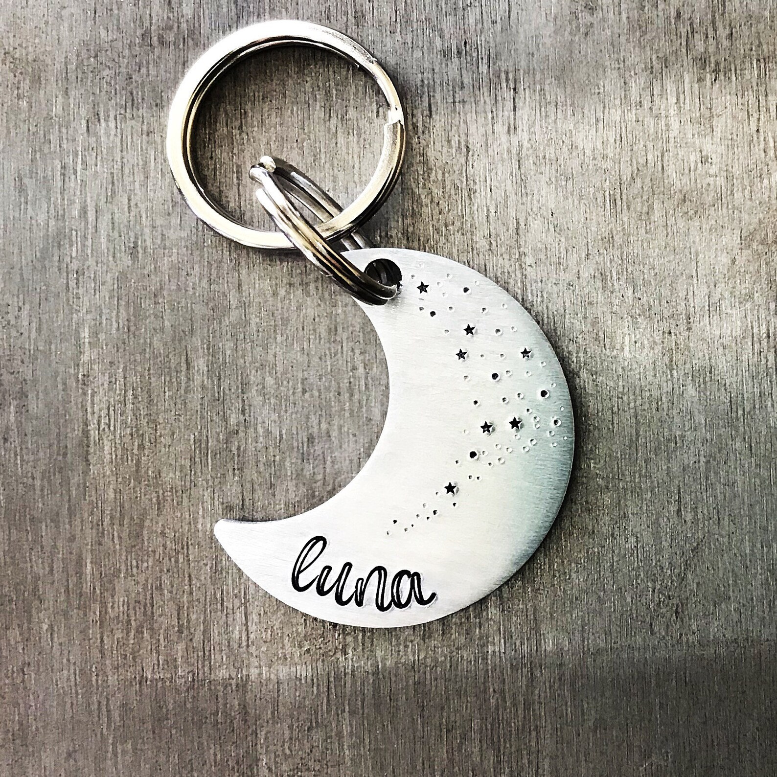 Moon Dog Tag Luna Custom Pet ID Hand Stamped Copper - Etsy