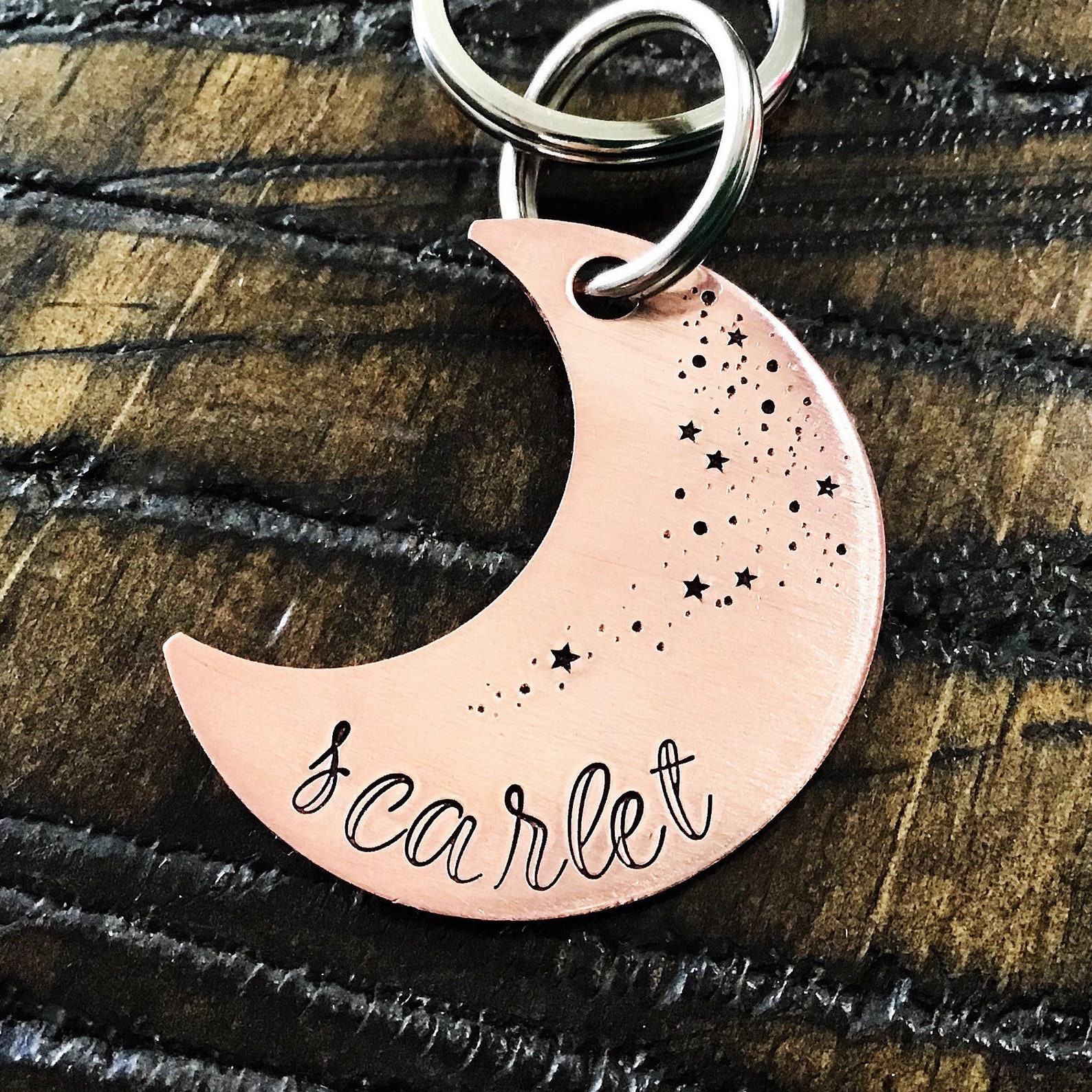 Moon Dog Tag Luna Custom Pet ID Hand Stamped Copper - Etsy