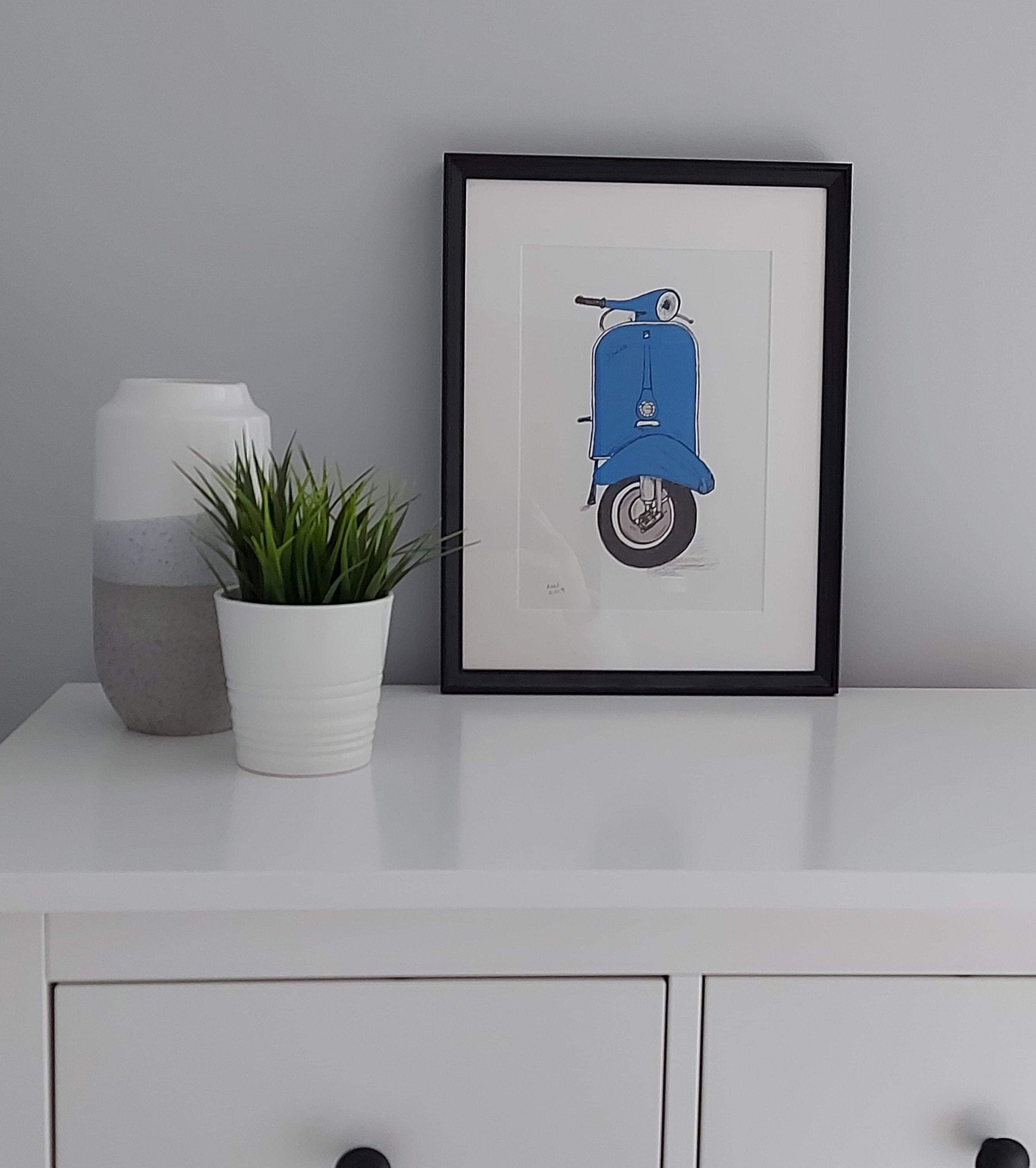Vespa Print - A4 Blue - Etsy