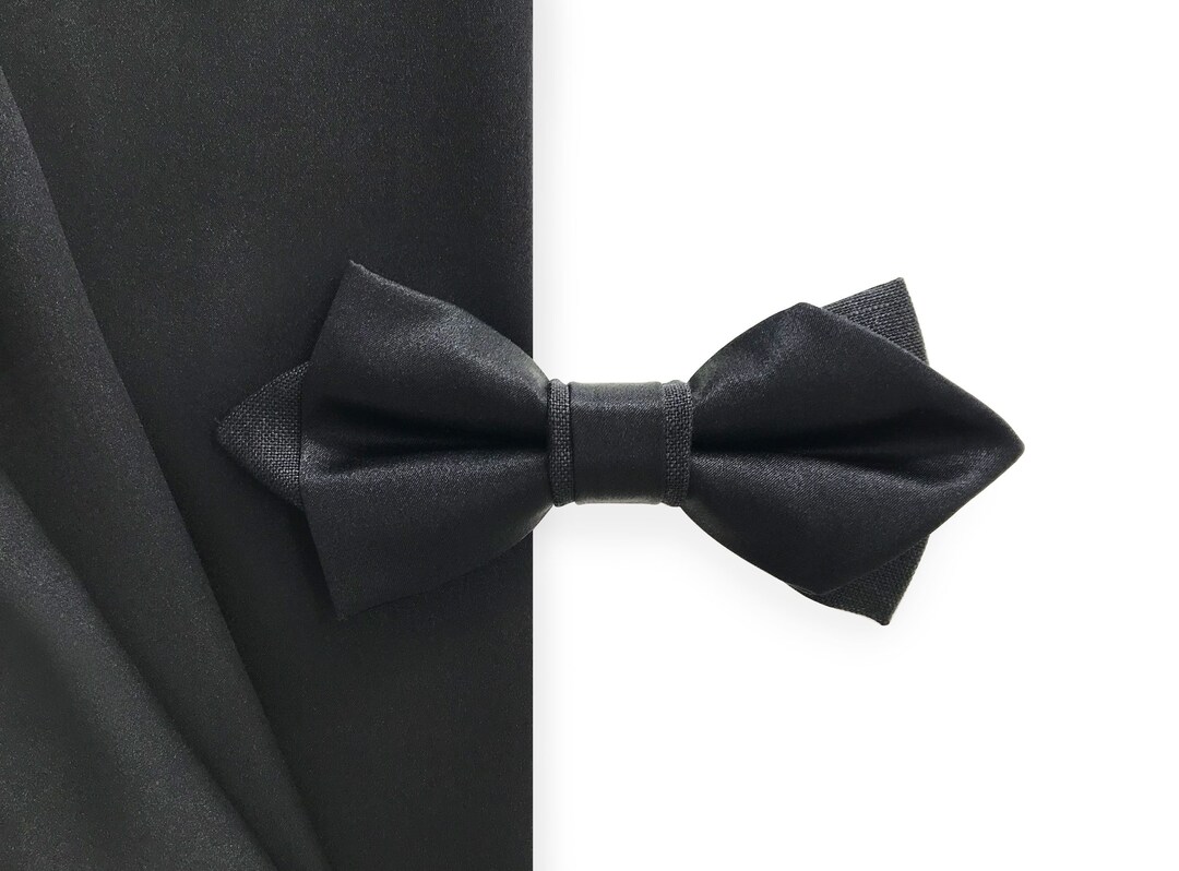 MAY-TIE Blackline Silk Bow Tie | Black | Diamond Point - Etsy
