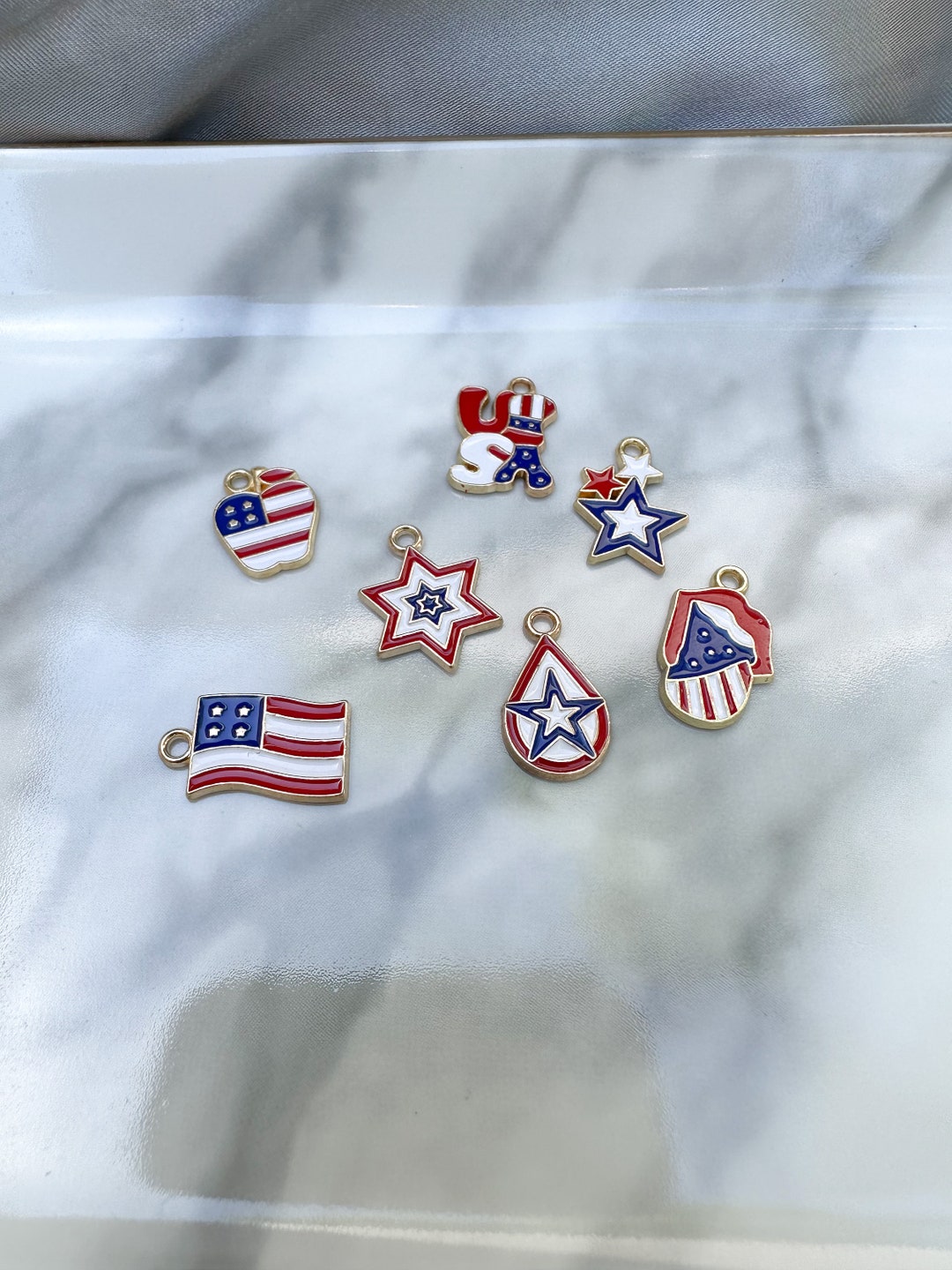 Red White and Blue Charm Packs, 4th of July Charms for Jewelry Making ...