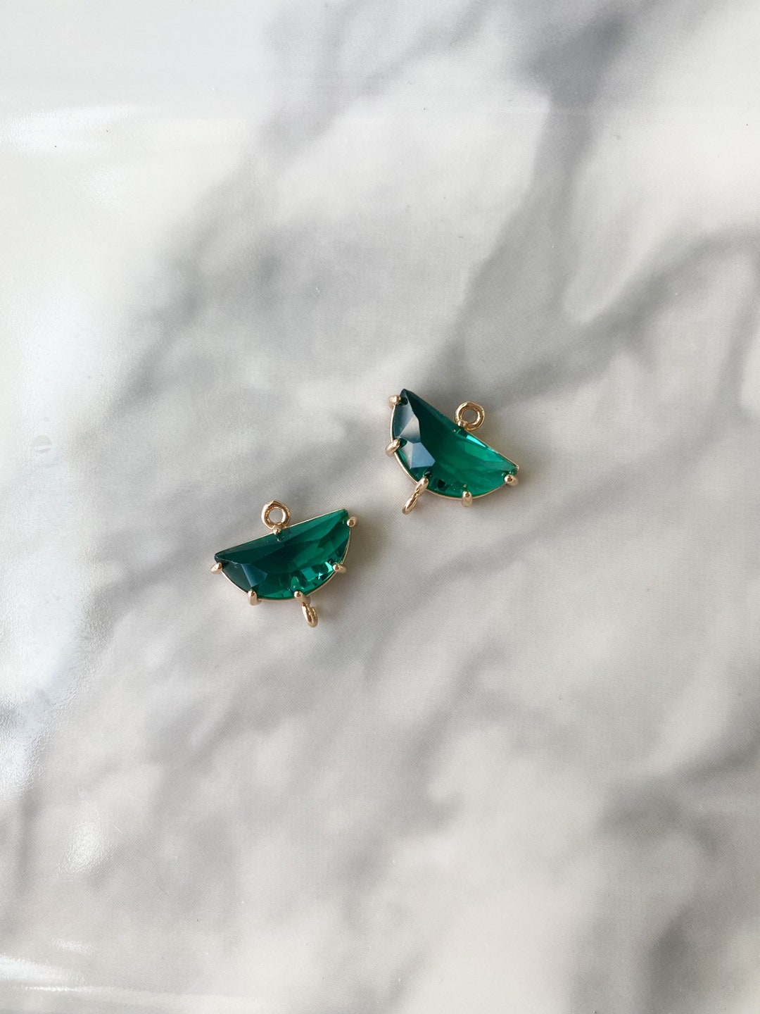 6 Piece Glass Half Circle Connector, Glass Jewelry Making Connector ...