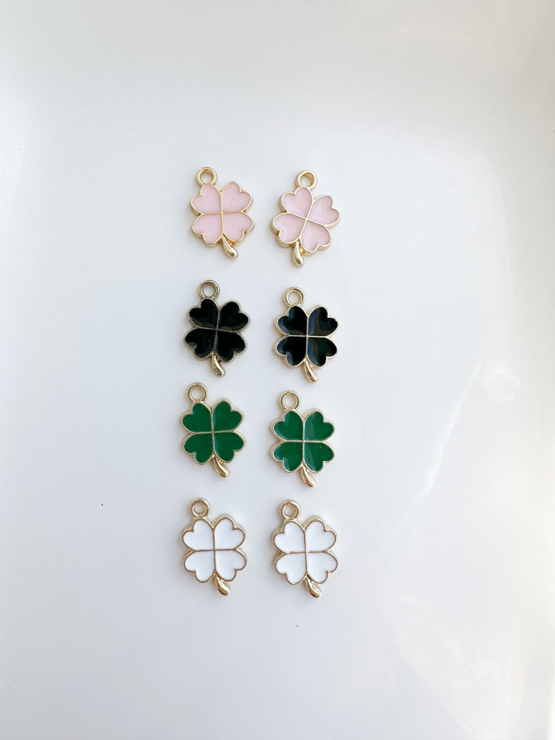Green Clover Charms, Shamrock Charm Gold, Bracelet Making Charms, 4 ...