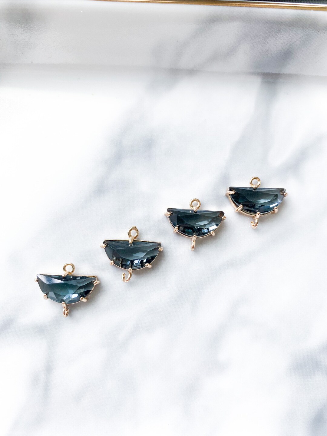 6 Piece Glass Half Circle Connector, Glass Jewelry Making Connector ...