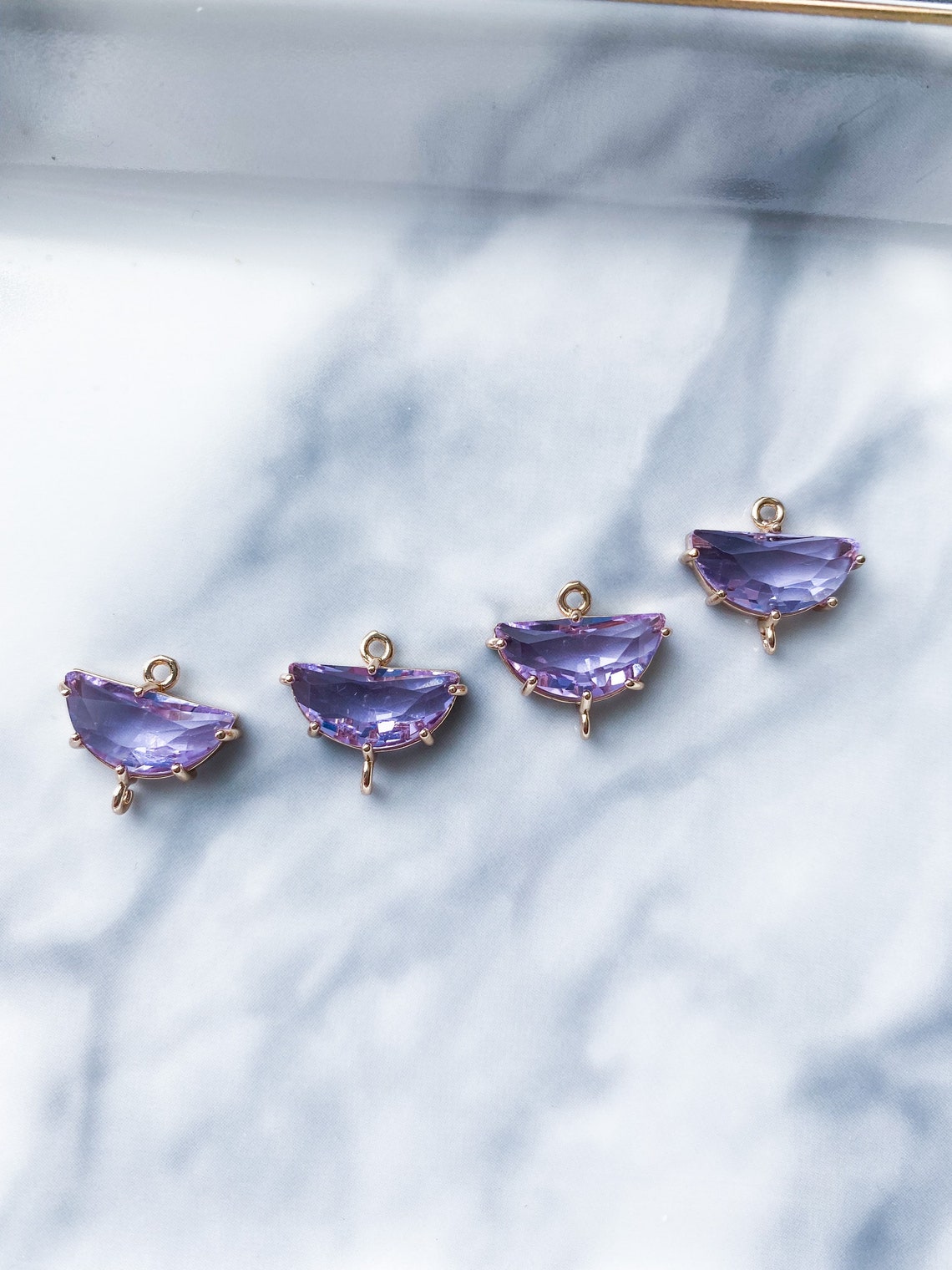 6 Piece Glass Half Circle Connector Glass Jewelry Making - Etsy