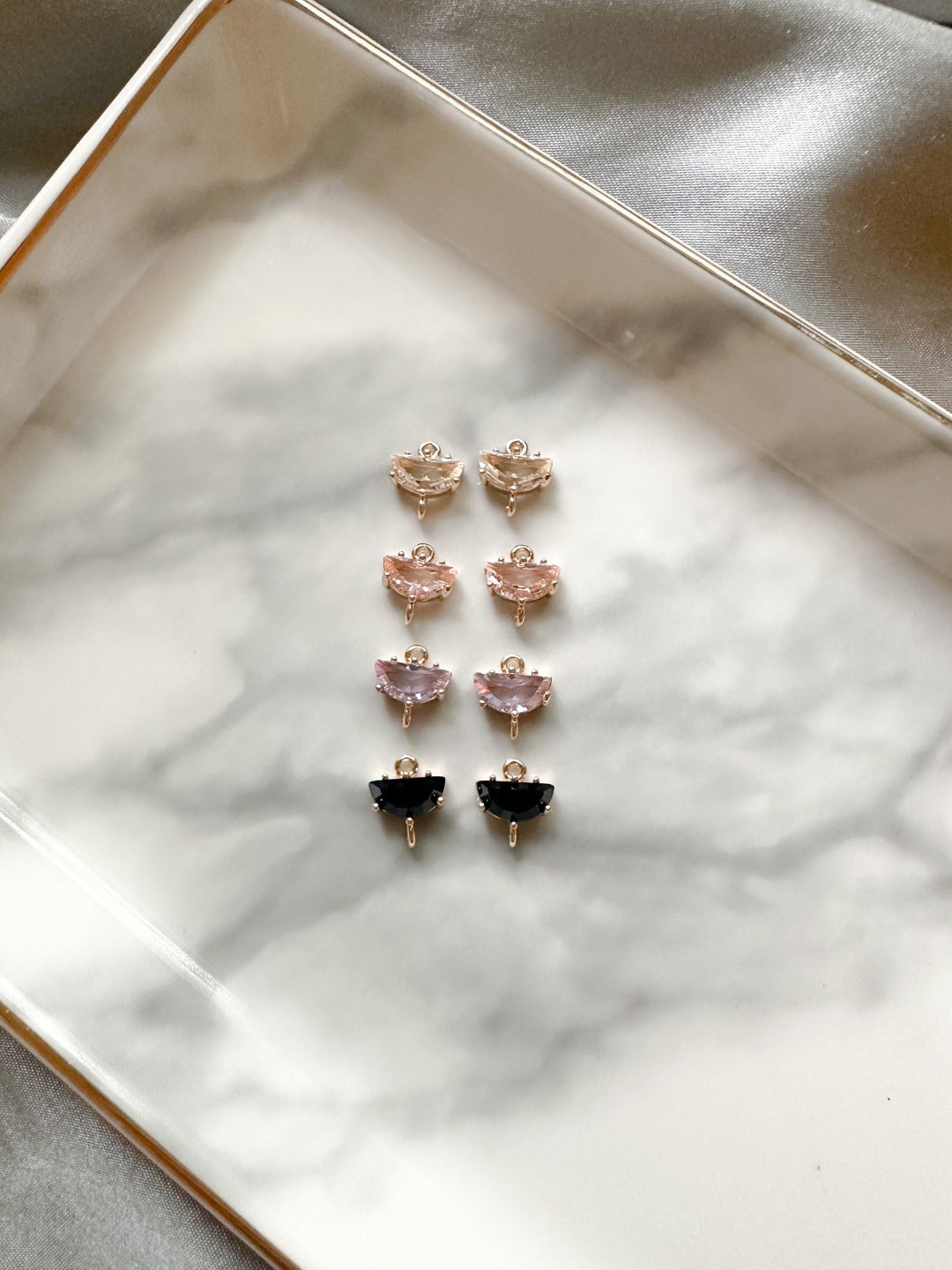 Glass Half Circle Connector, Glass Jewelry Making Connector, Clear Half ...