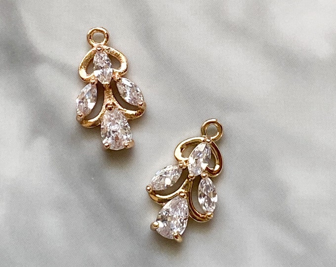 Cubic Zirconia Findings, Cz Connector, Double Loop Charm, Pave Charms ...