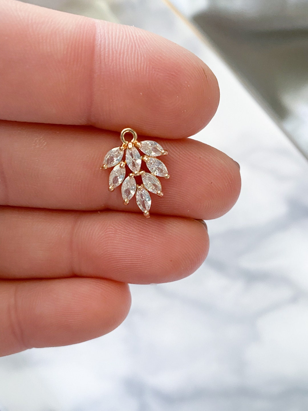 Cubic Zirconia Necklace Charms for Women, Cz Charms Gold Dangle Earring ...