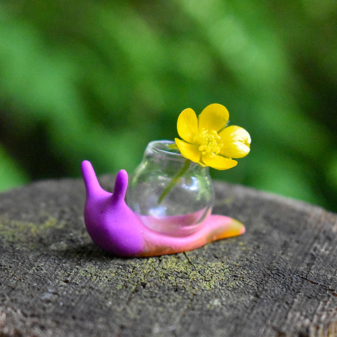 Purple & Yellow Petri Slug/snail Resin Ornament With Mini Glass Bowl ...