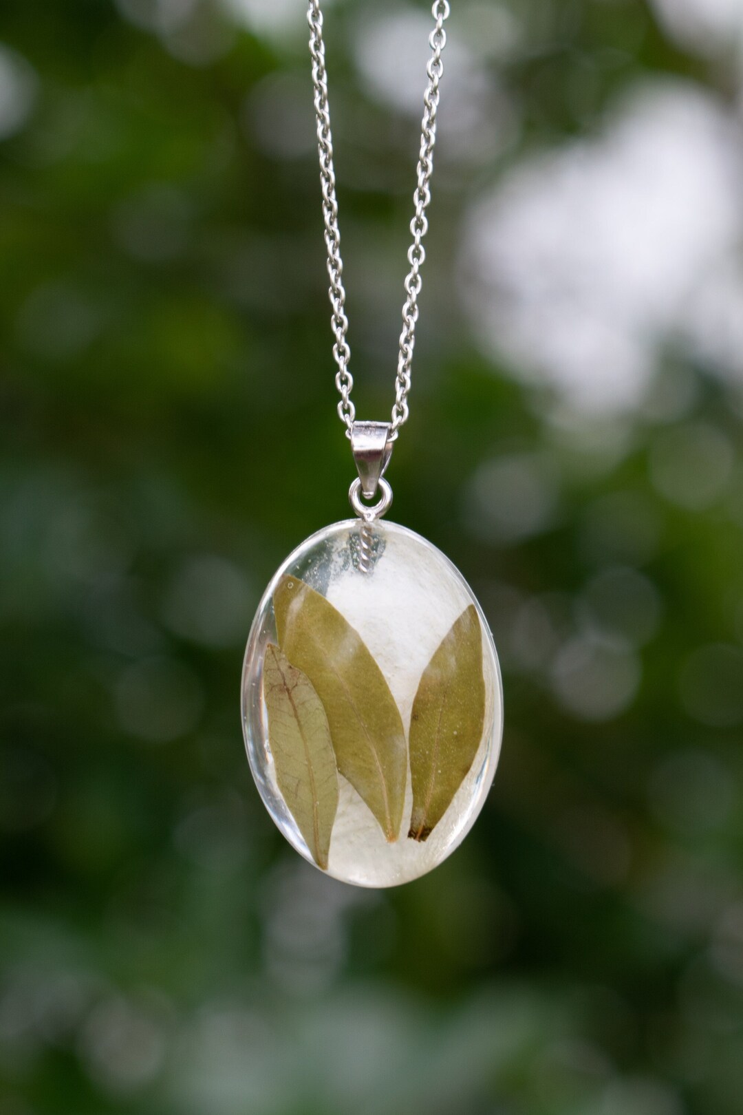 Clear Resin Pendant With Real Rose Petal Leaves and Sterling - Etsy
