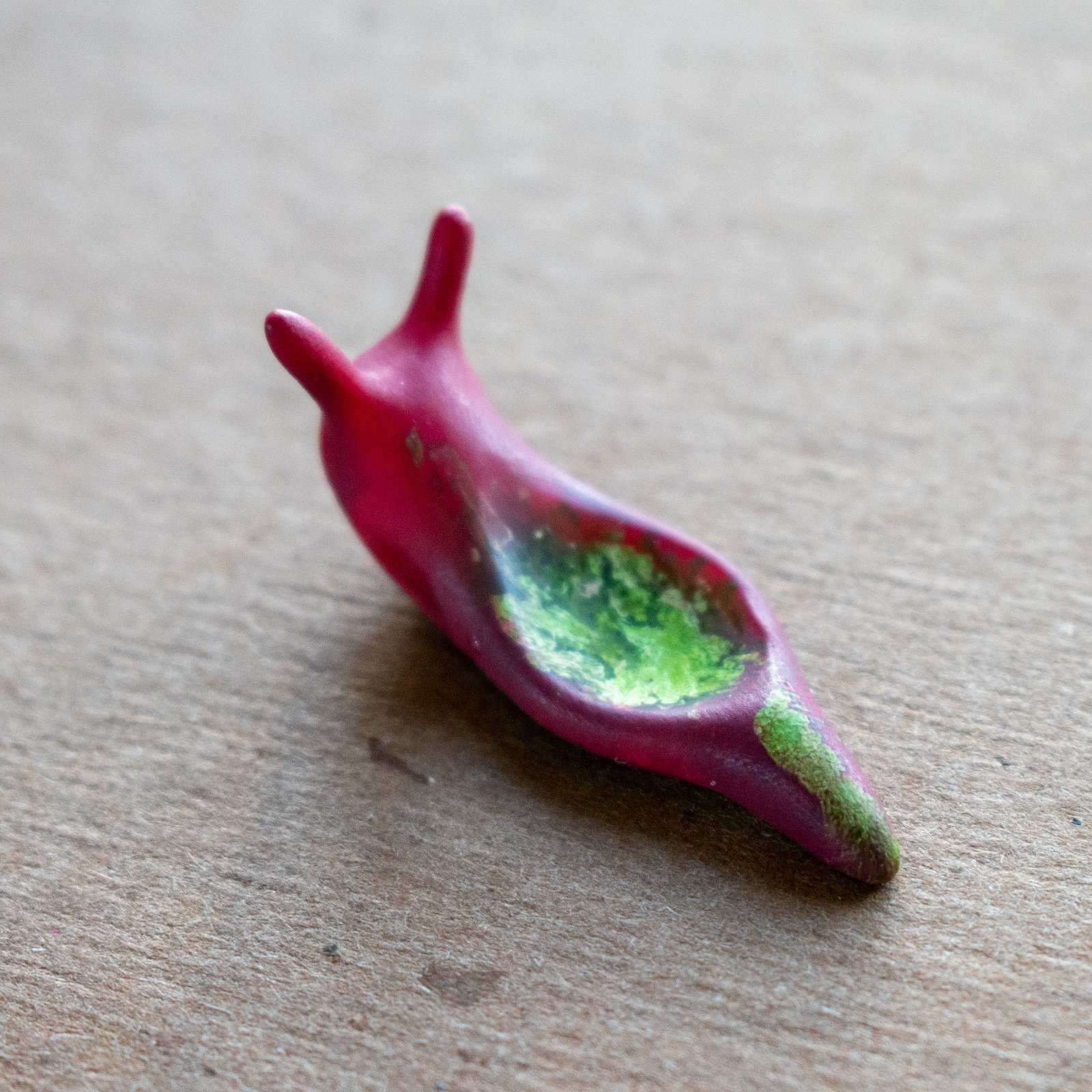Red & Green Slug/snail Resin Ornament With Mini Glass Bowl/vase/shell ...