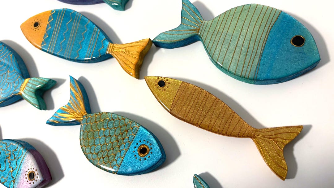 Wooden Fish Coastal Lake or Beach House Wall Art RIGHT Facing Whimsical ...