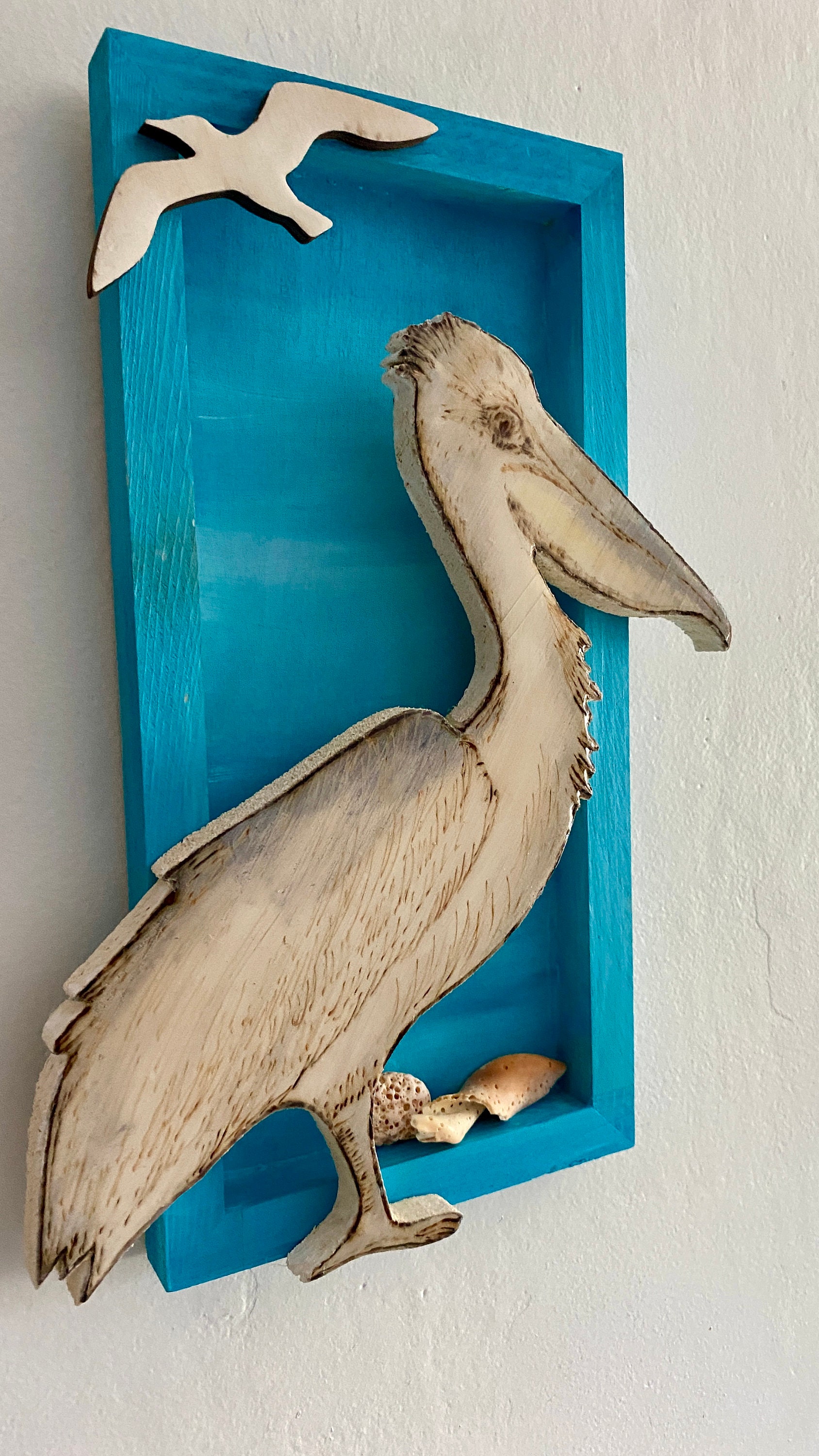 Pelican Coastal Wooden Wall Art Shadow Box 3 Dimensional - Etsy