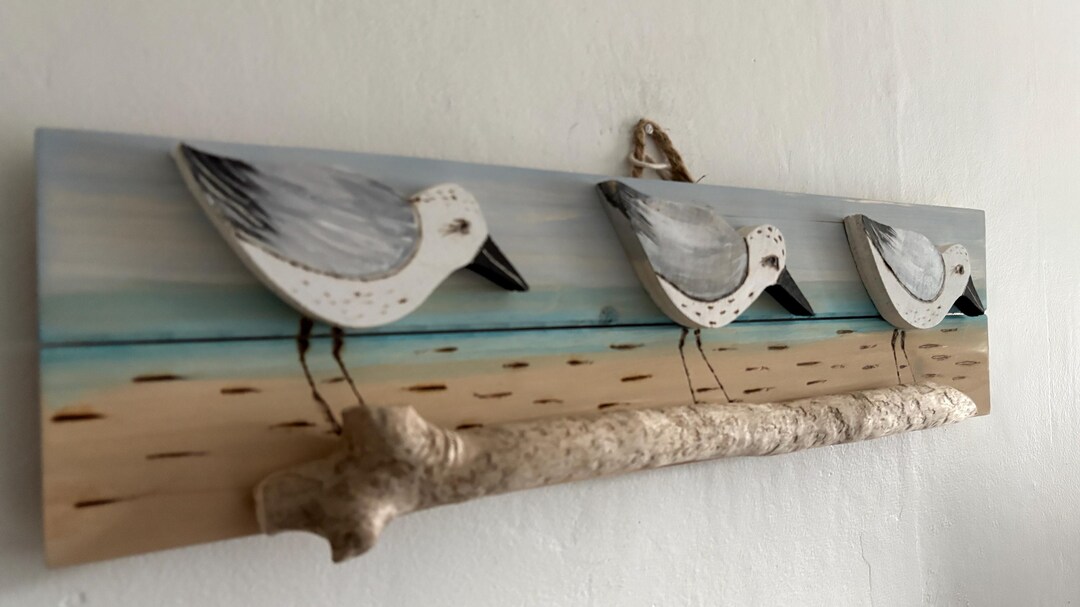 Sand Piper Trio With Driftwood Piping Plover Seabird Coastal Beach ...