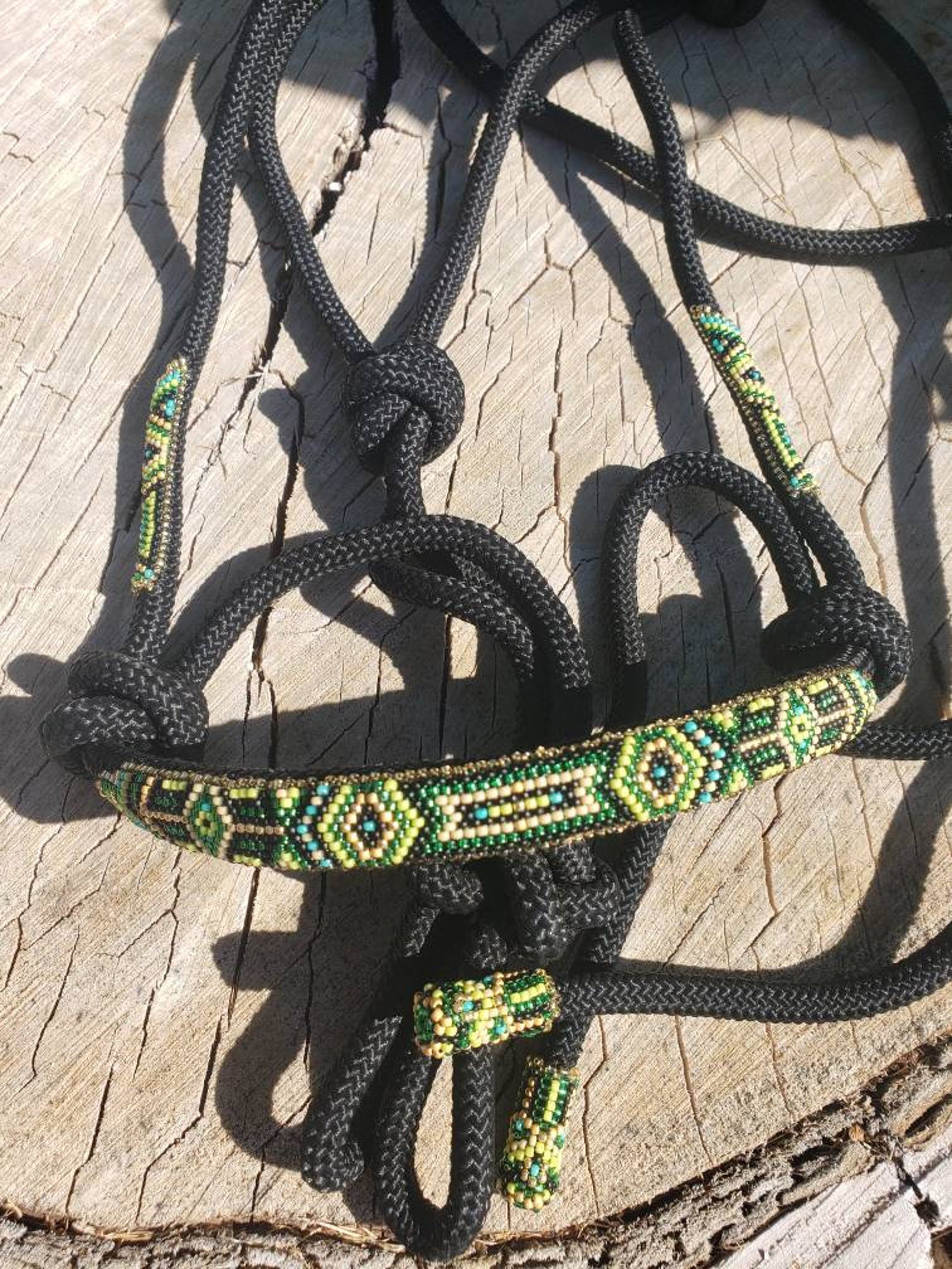 Handbeaded Rope Halter Fully Beaded - Etsy