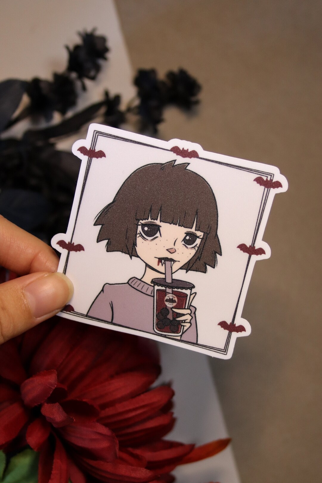 Vampire Blood Boba Vinyl Sticker - Etsy