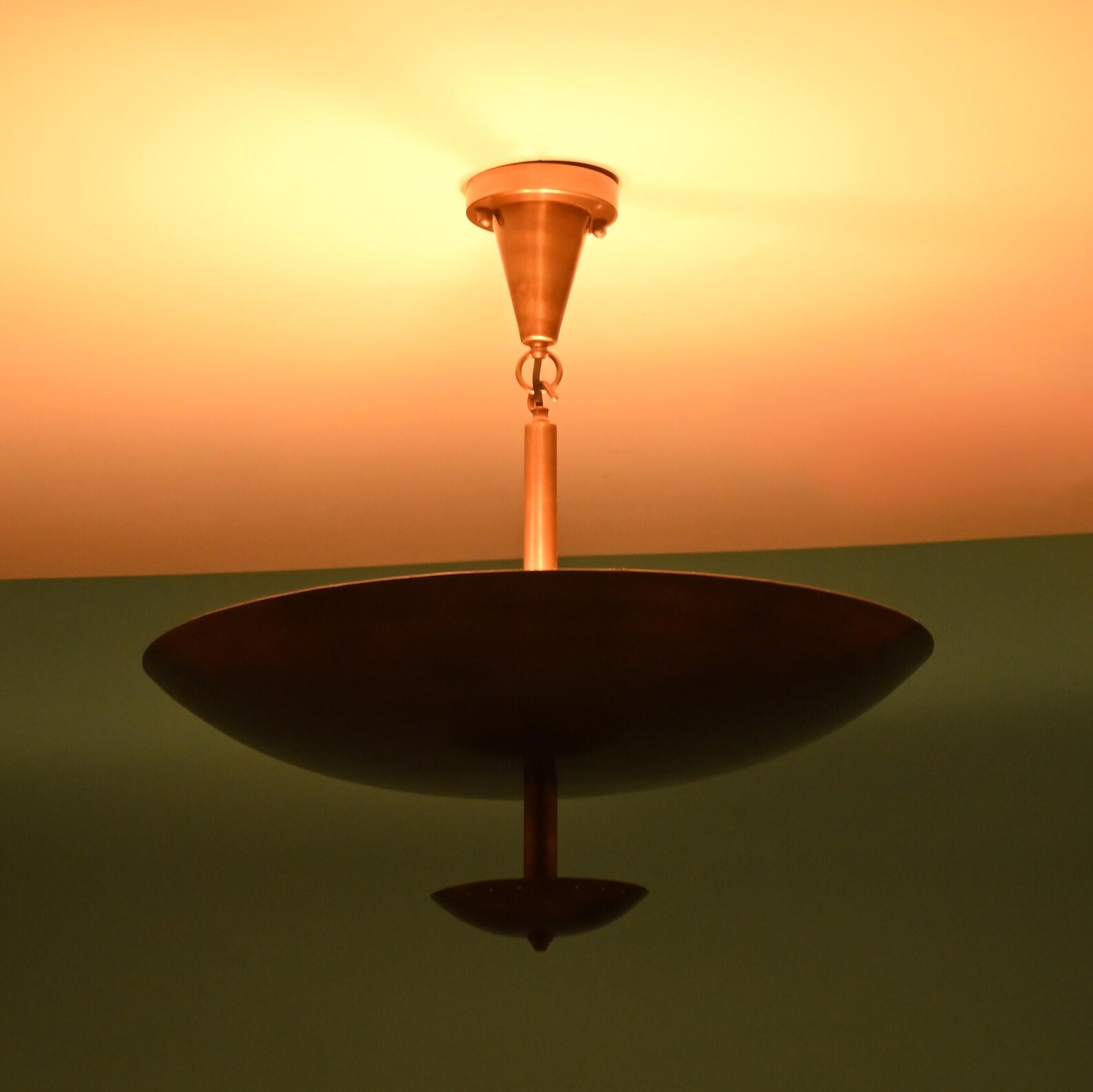 Dual Brass Disc Pendant Chandelier – 5 Light Mid-century Ceiling ...