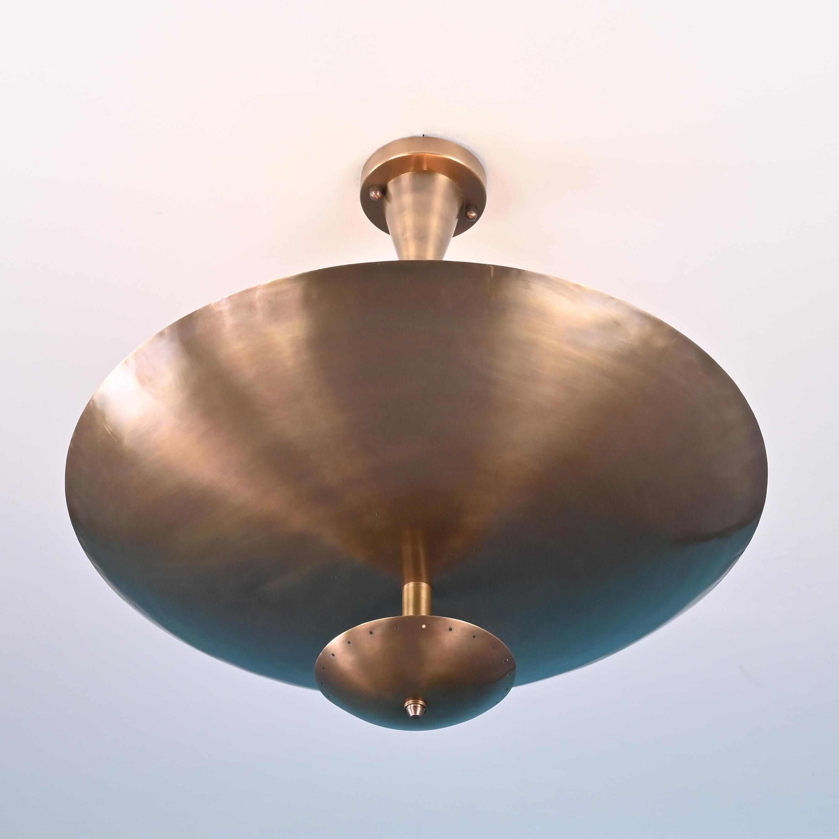 Dual Brass Disc Pendant Chandelier – 5 Light Mid-century Ceiling ...