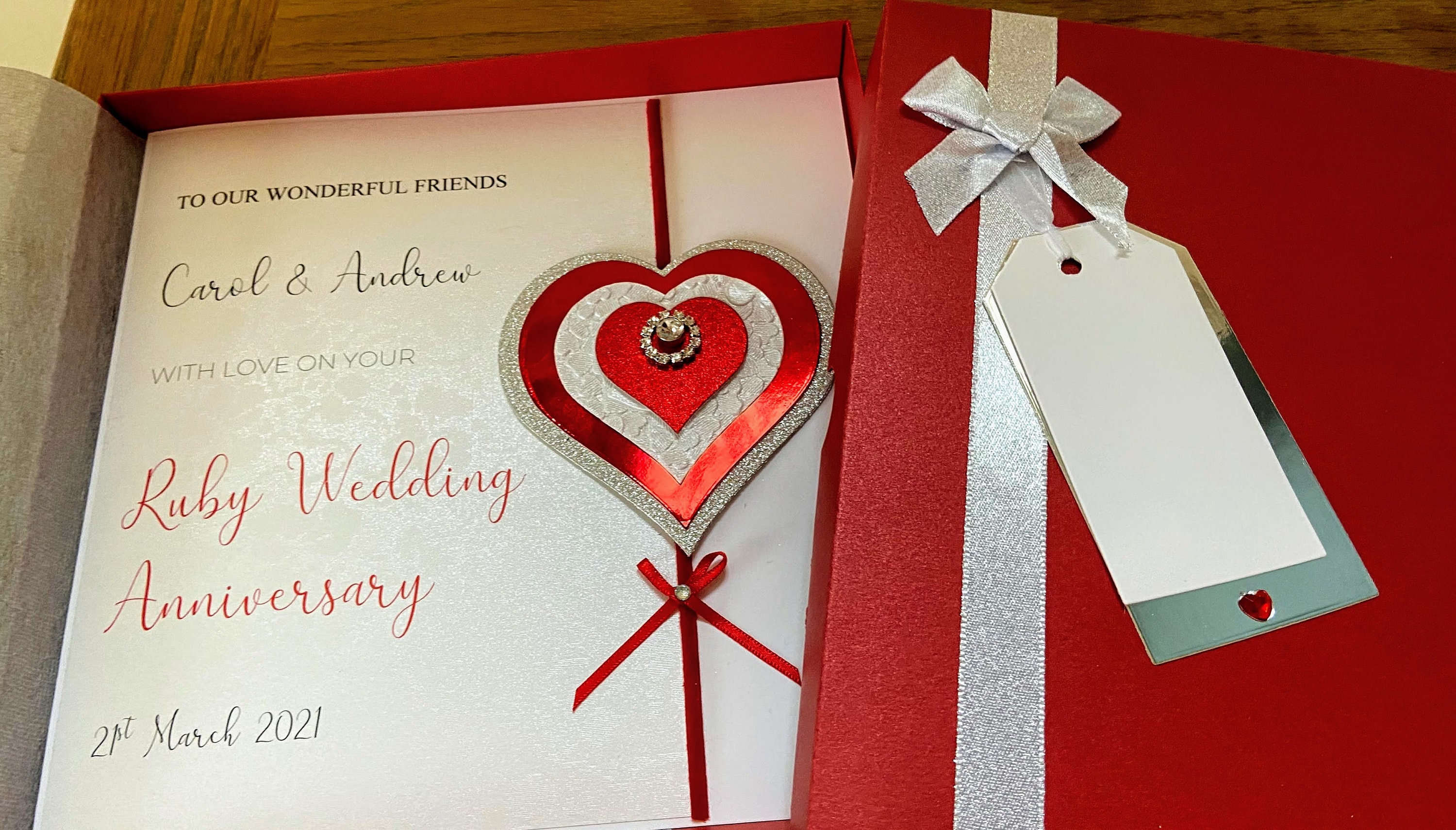 Personalised Luxury Ruby Wedding Card Large 8 Boxed - Etsy UK