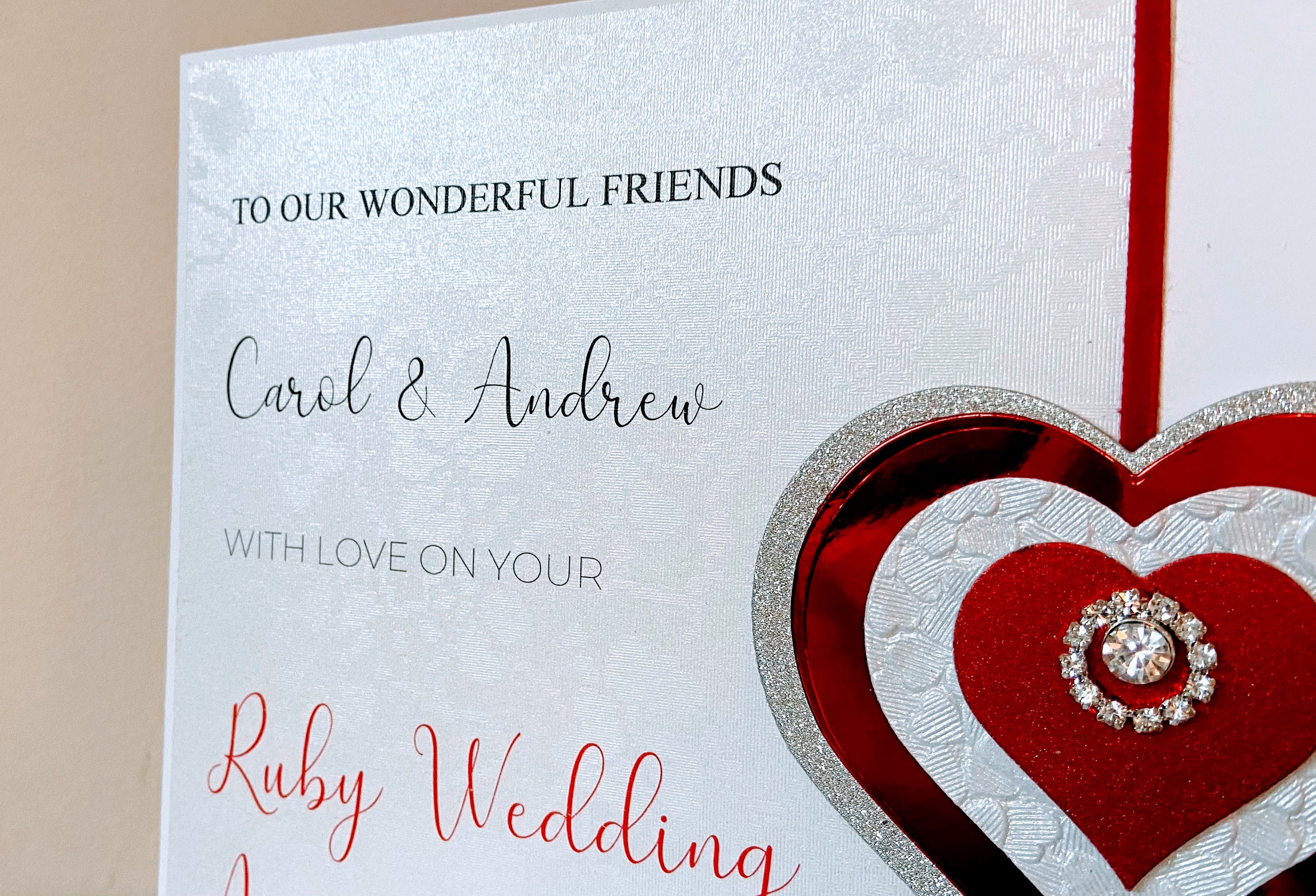 Personalised Luxury Ruby Wedding Card Large 8 Boxed | Etsy