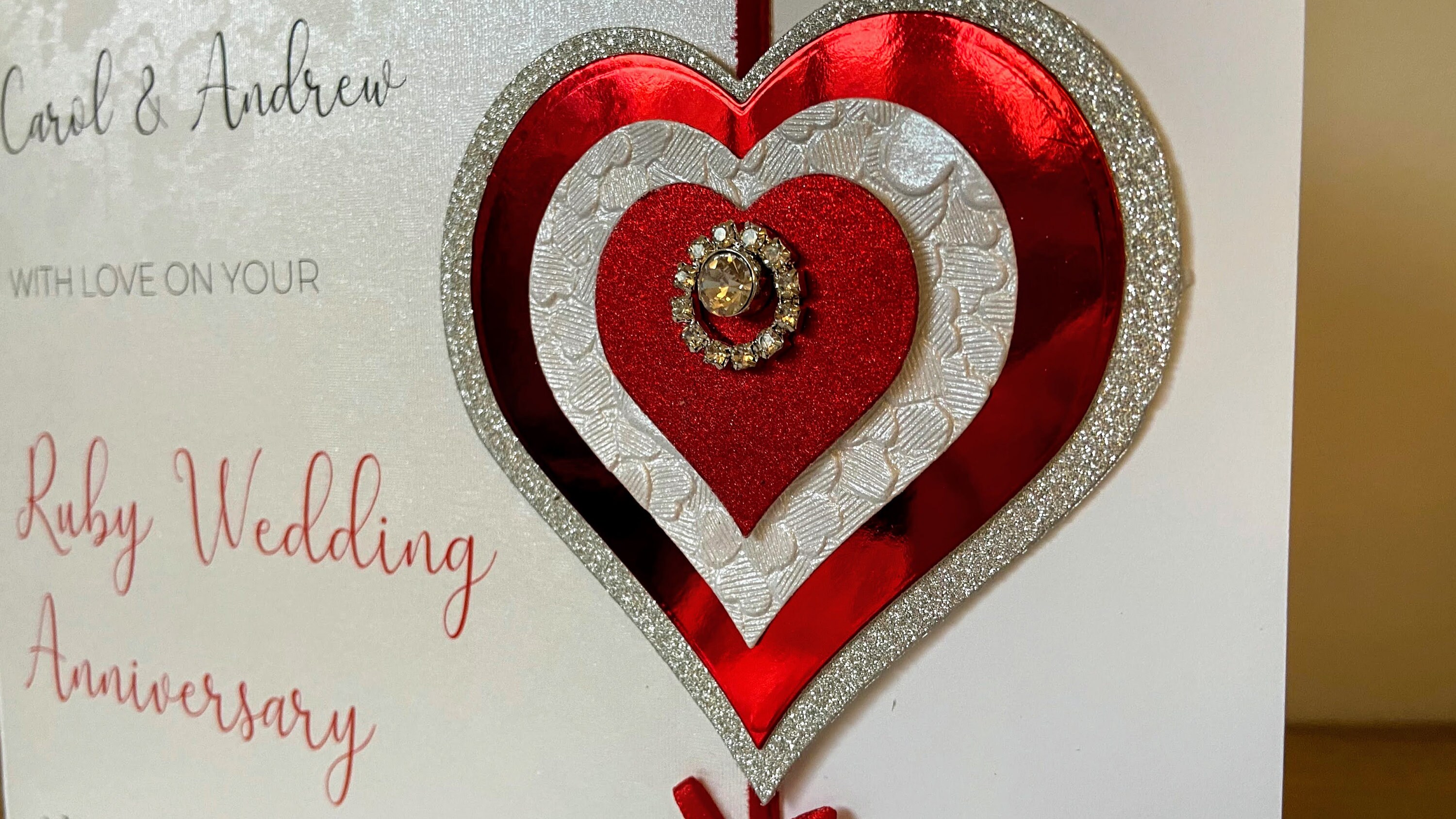 Personalised Luxury Ruby Wedding Card Large 8 Boxed | Etsy