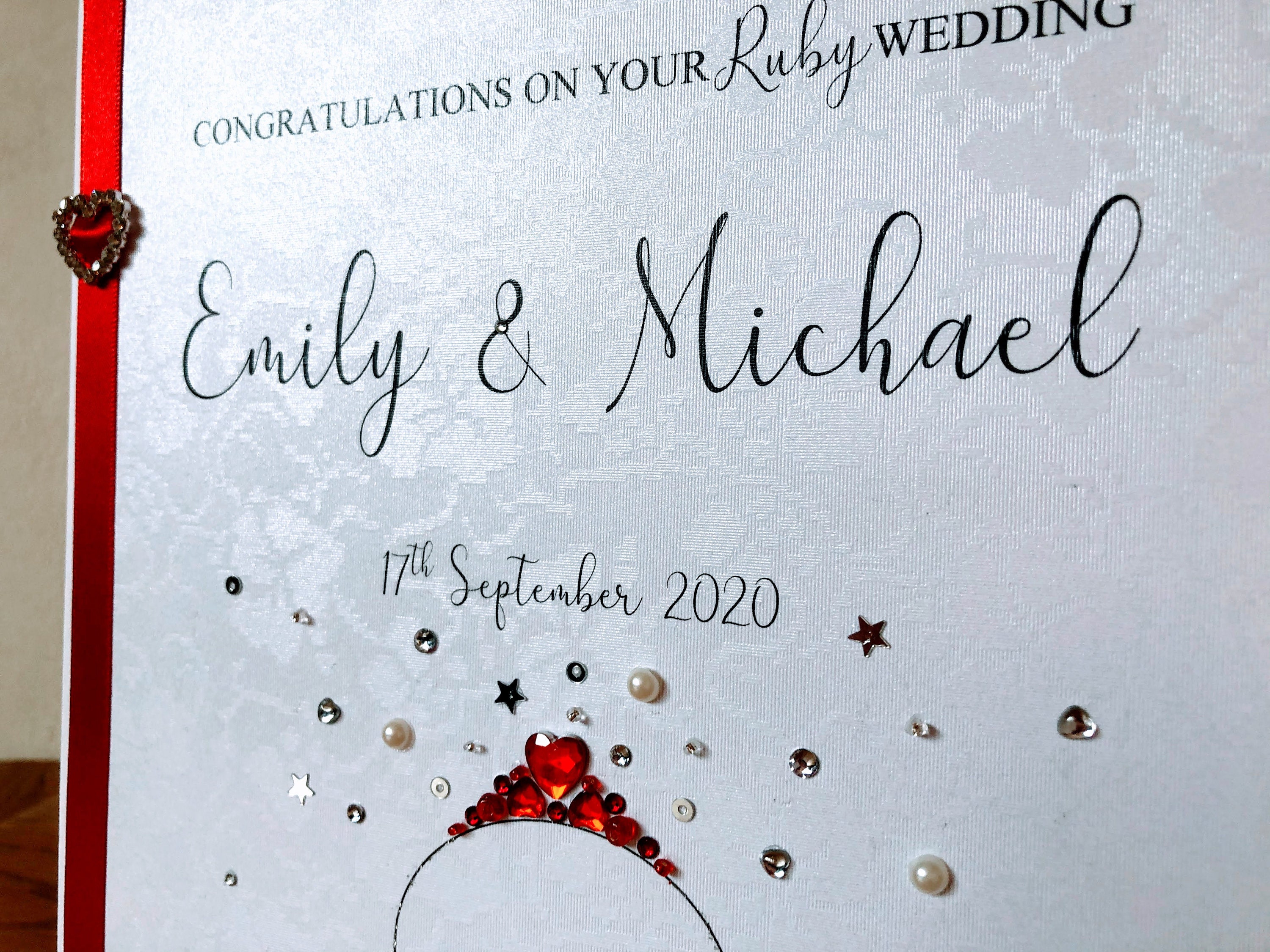Personalised Boxed Luxury Ruby Wedding Card 40 Years | Etsy