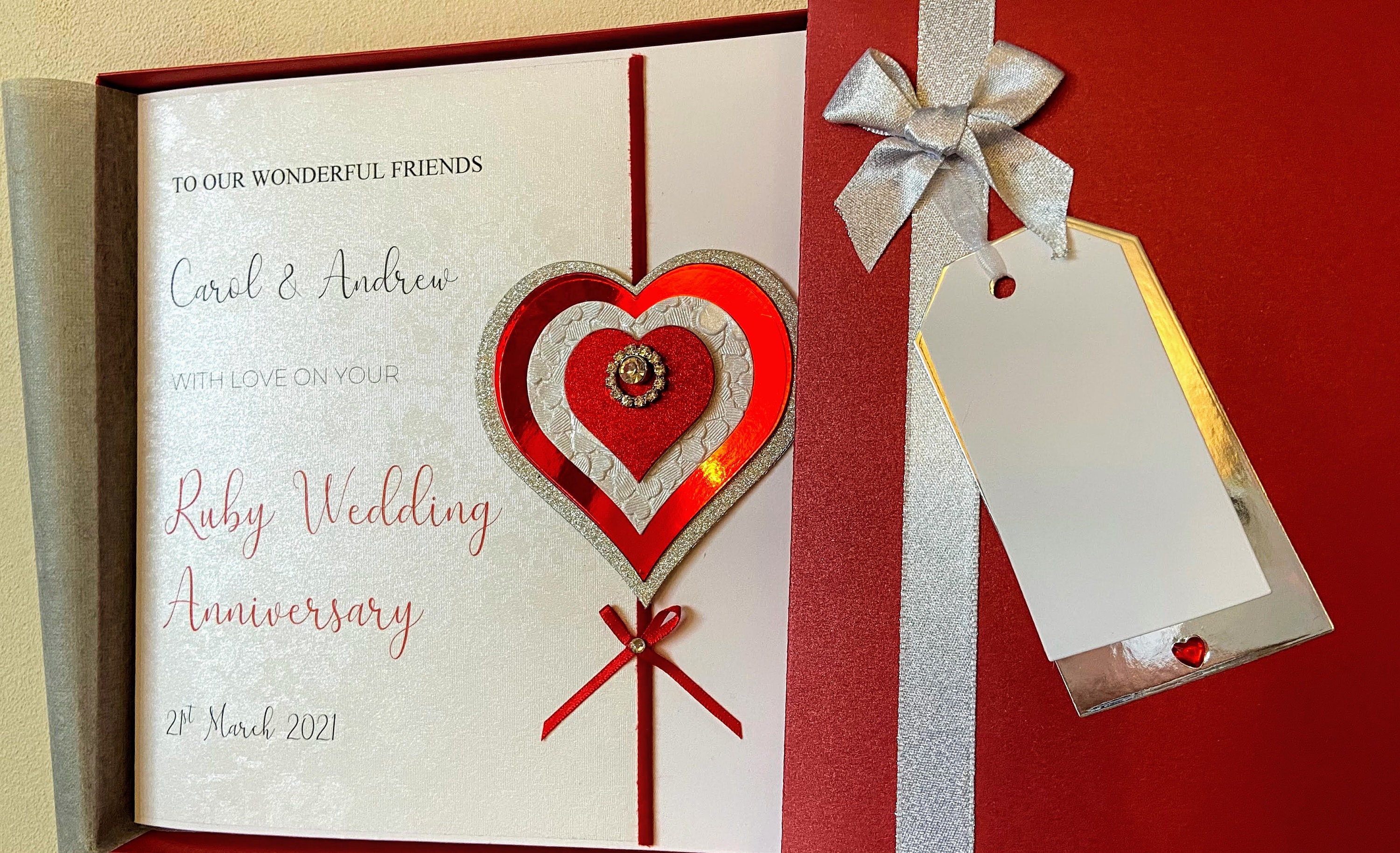 Personalised Luxury Ruby Wedding Card Large 8 Boxed | Etsy