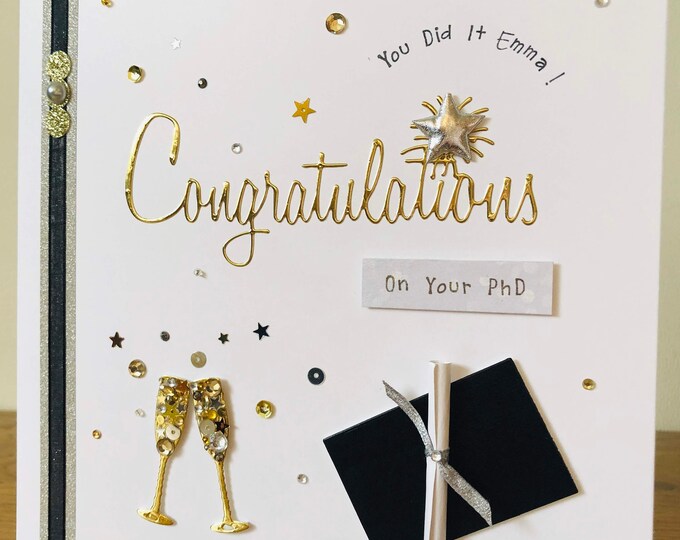 Personalised Degree, Phd, Masters Card, Handmade, Graduation, Hons ...