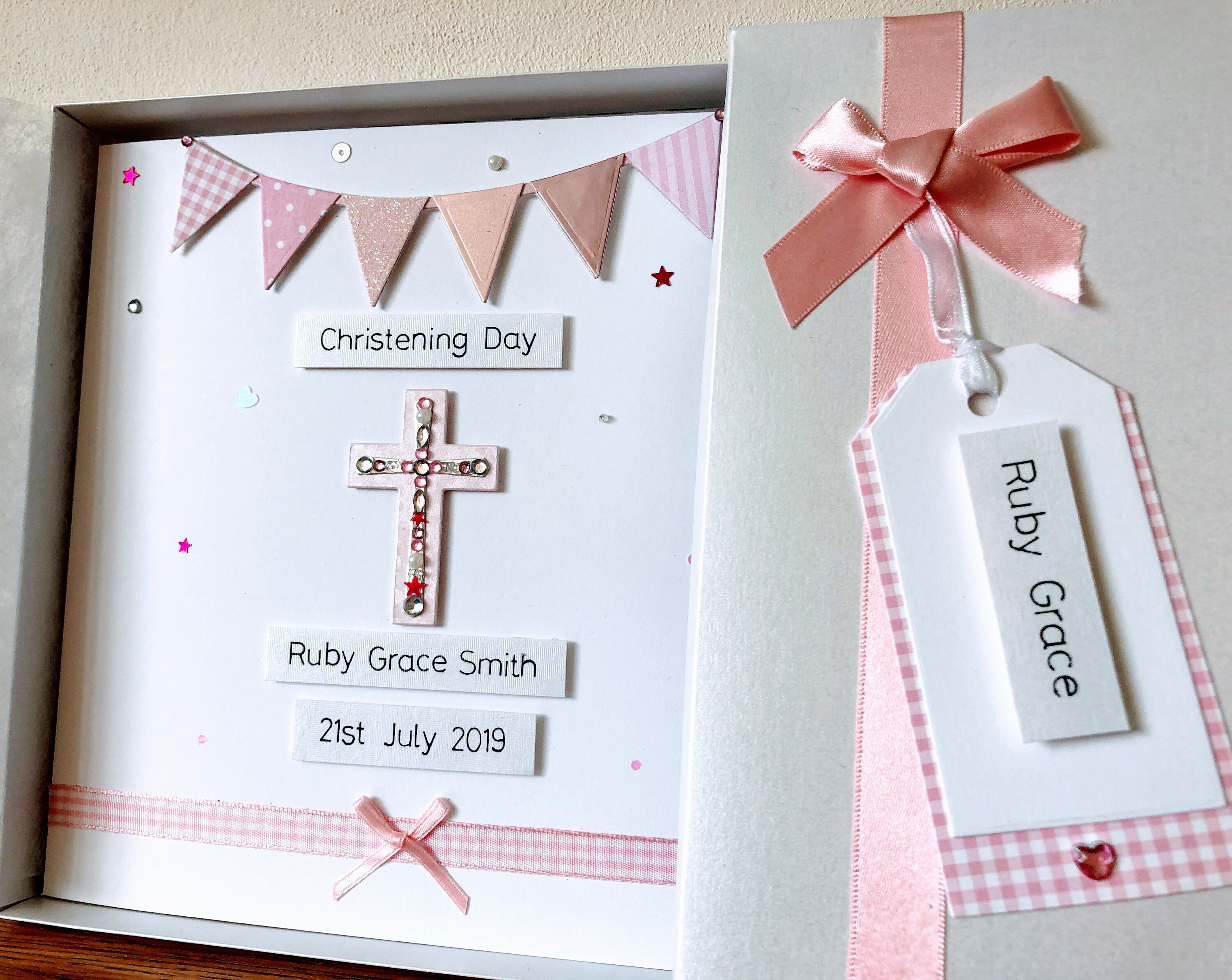 Personalised Luxury Boxed Christening Card, Baptism, Naming Day, First ...