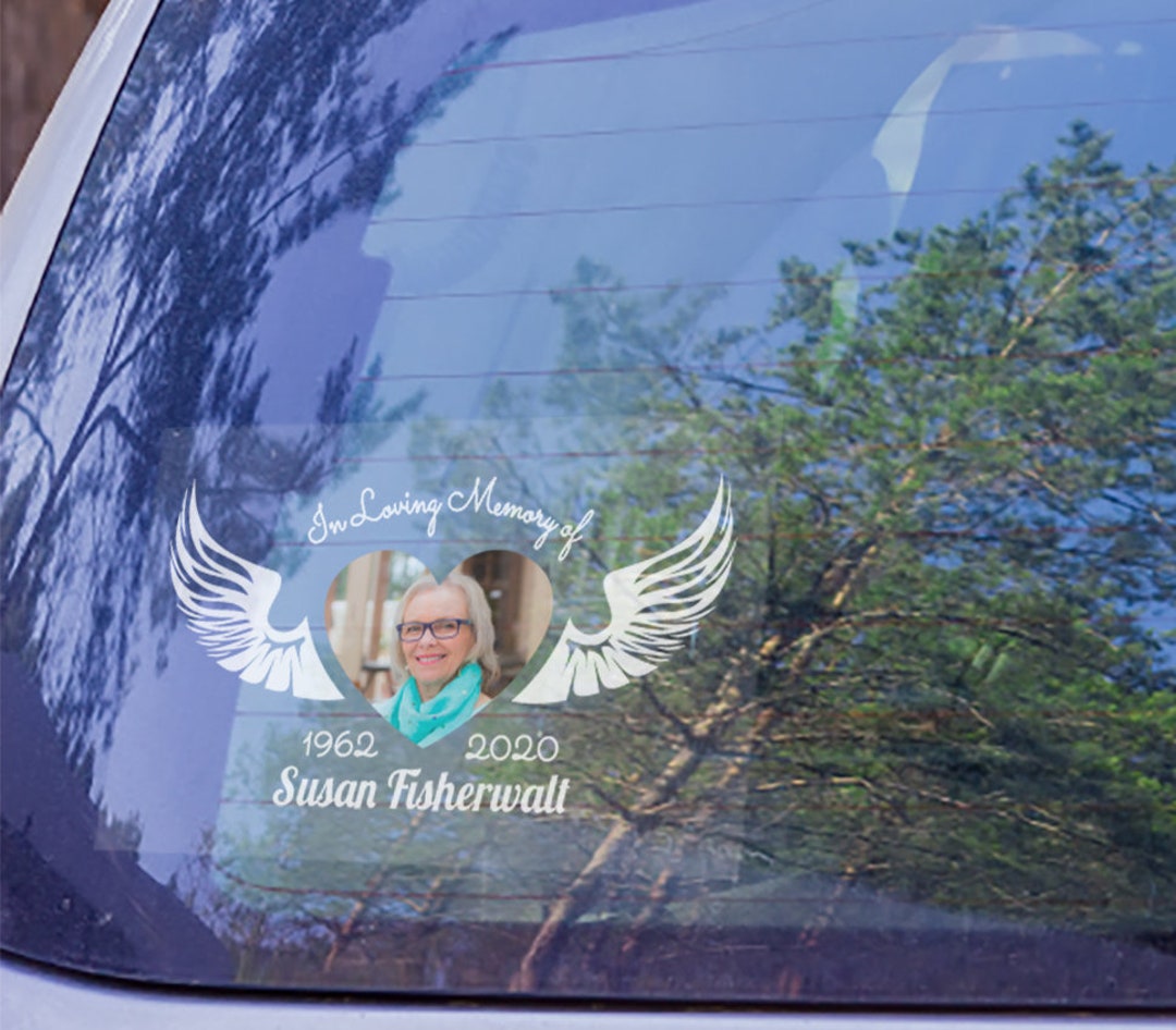 Heart Wing Custom Photo RIP Decal, in Loving Memory of Dad Mum ...