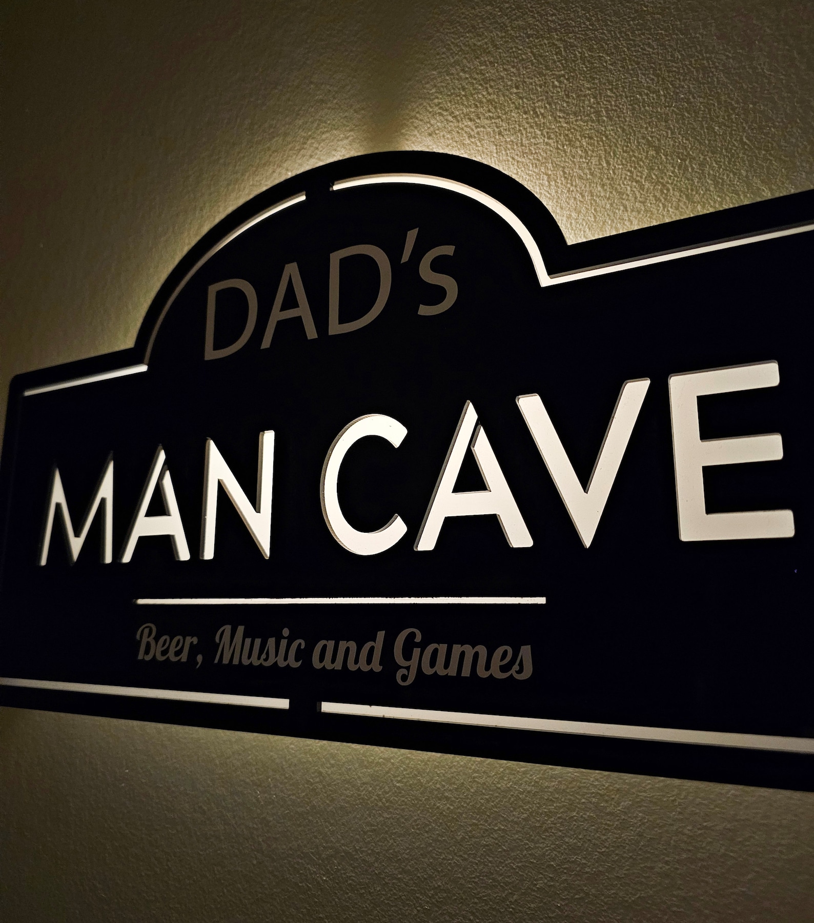 Personalised Lighted Man Cave Sign, Glowing Custom Man Cave Sign ...