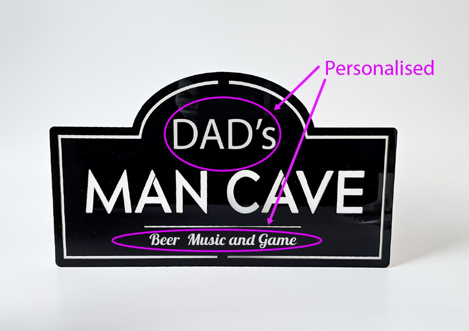 Personalised Lighted Man Cave Sign, Glowing Custom Man Cave Sign ...