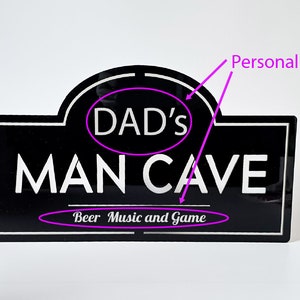 Personalised Lighted Man Cave Sign, Glowing Custom Man Cave Sign ...