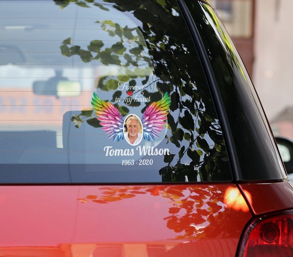 Memorial Car Decals Forever In My Heart Girl Angel Wings Personalized ...