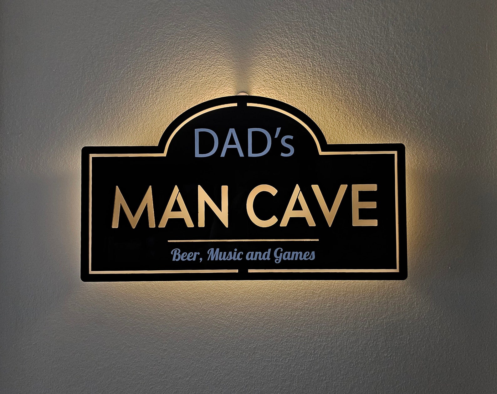 Personalised Lighted Man Cave Sign, Glowing Custom Man Cave Sign ...