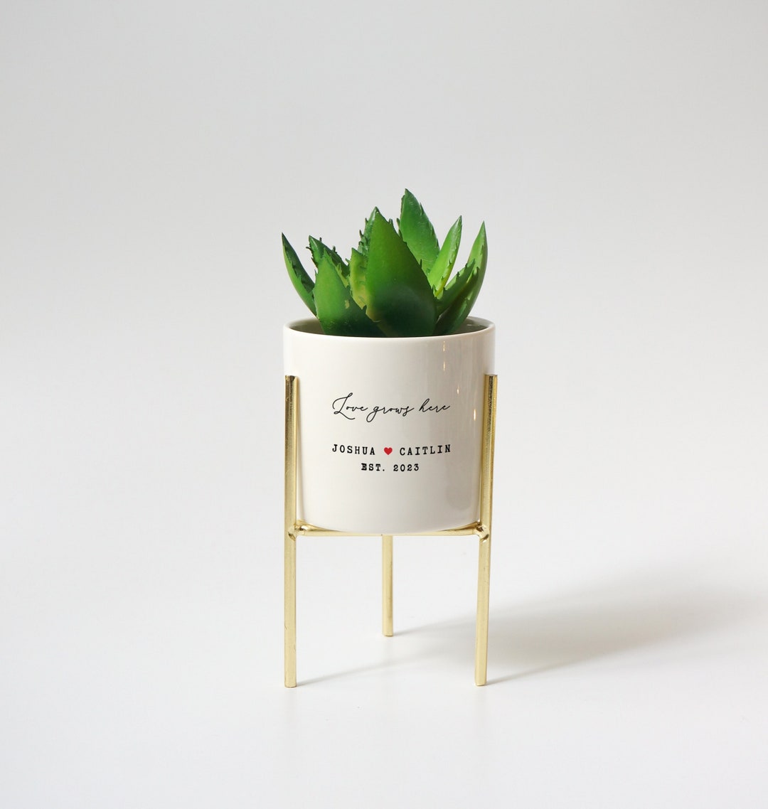 Personalised Planter for Succulents, Cacti, Love Grows Here, Custom ...