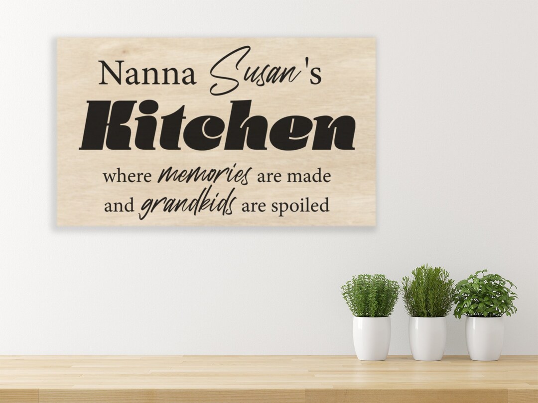 Nanna's Kitchen Wooden Sign, Personalised Home Plaque, Gift for Mother ...