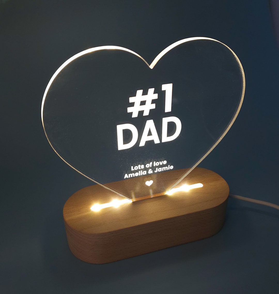 Father's Day Gift, 1 Dad Personalized LED Night Light, Heart-shaped ...