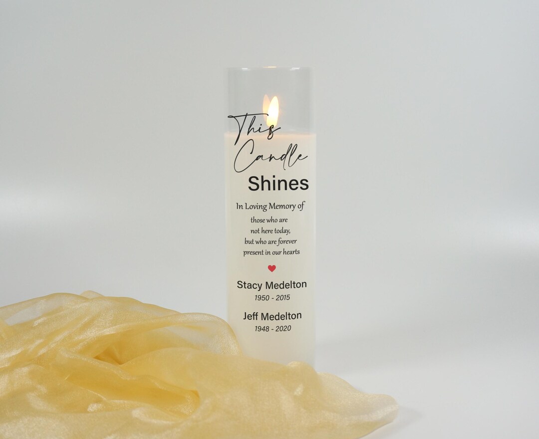 Personalised Memorial Candle, RIP Flameless Flickering LED Glass Wax ...