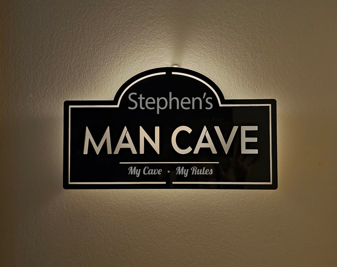Personalised Lighted Man Cave Sign, Glowing Custom Man Cave Sign ...