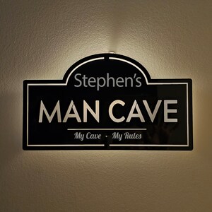 Personalised Lighted Man Cave Sign, Glowing Custom Man Cave Sign ...