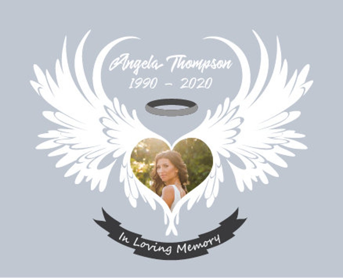 Heart Wing Custom Photo RIP Decal, in Loving Memory of Dad Mum ...