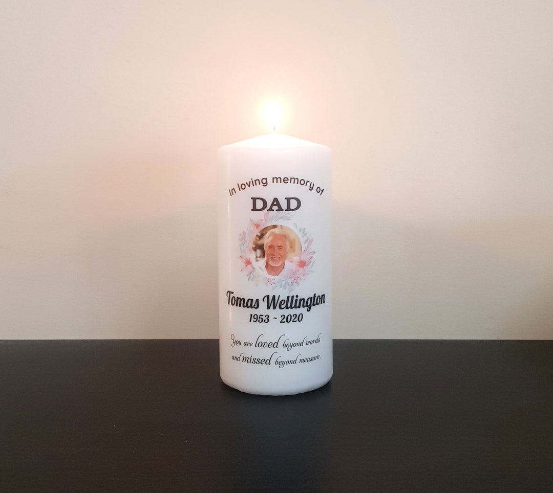 Custom Photo RIP Pillar Candle, in Loving Memory of Dad Mum ...