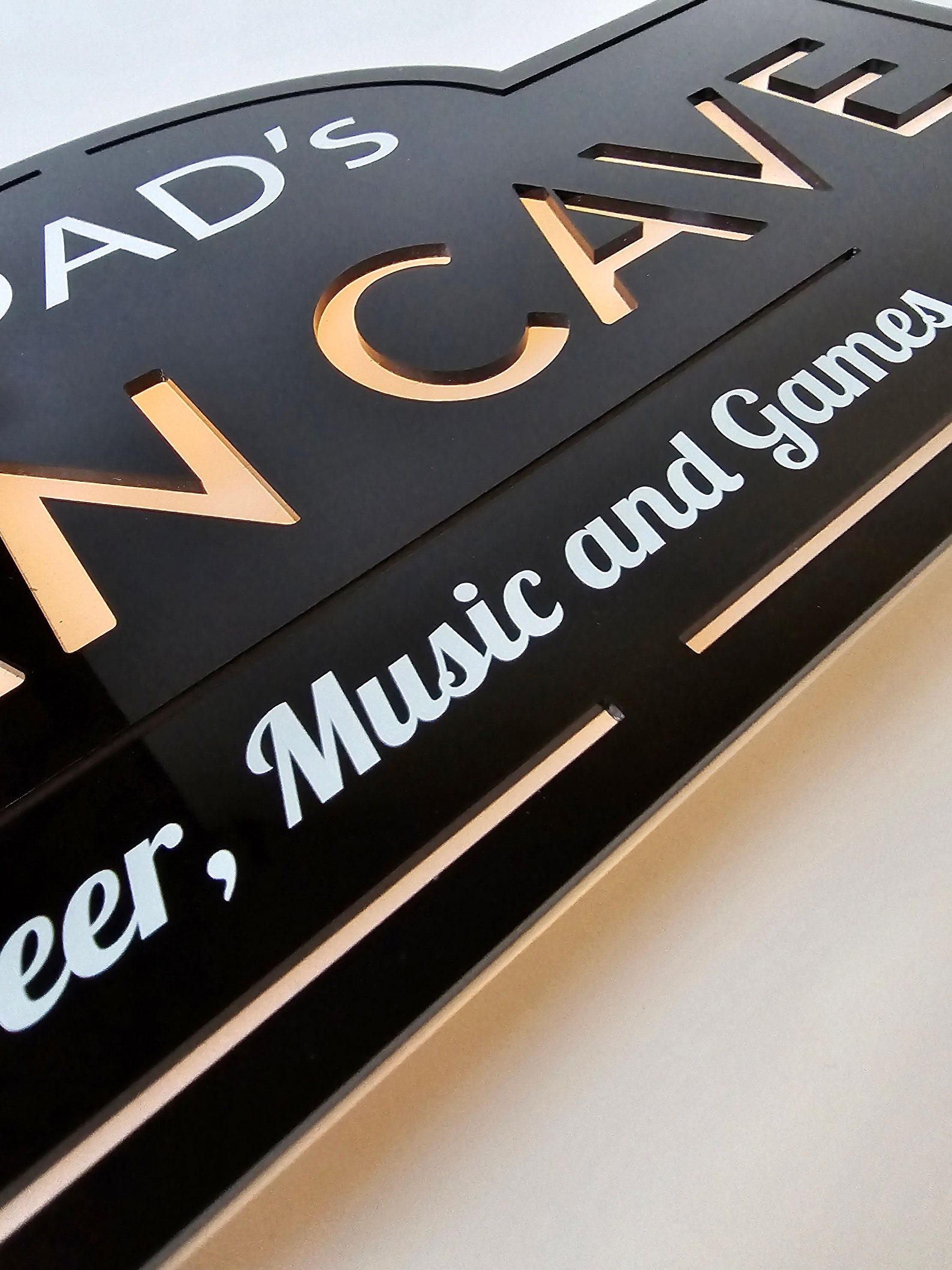 Personalised Lighted Man Cave Sign, Glowing Custom Man Cave Sign ...