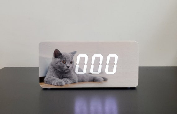 Personalised Wooden LED Digital Alarm Clock With Photo / Text | Etsy