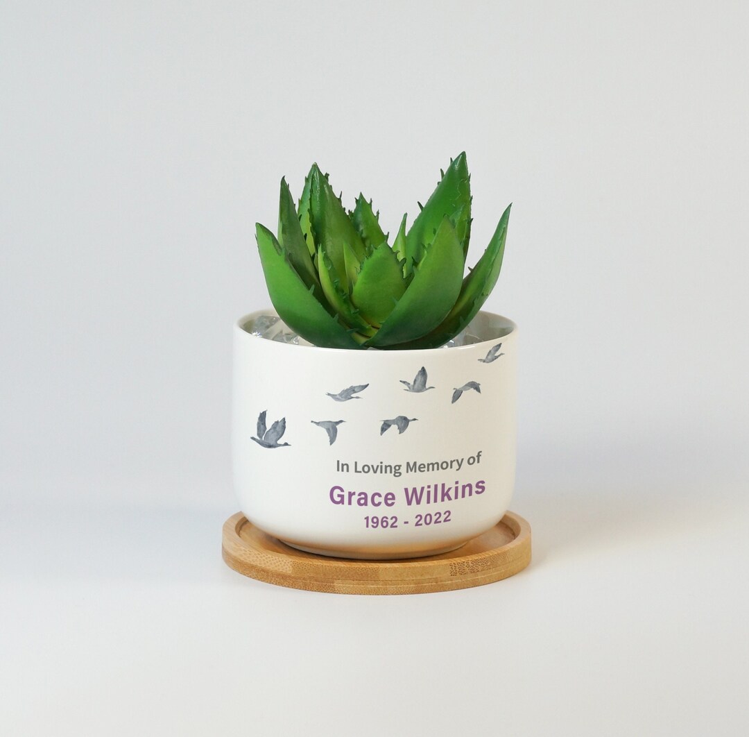 Personalised Memorial Planter Pot for Succulents, Cacti, Herbs, Custom ...